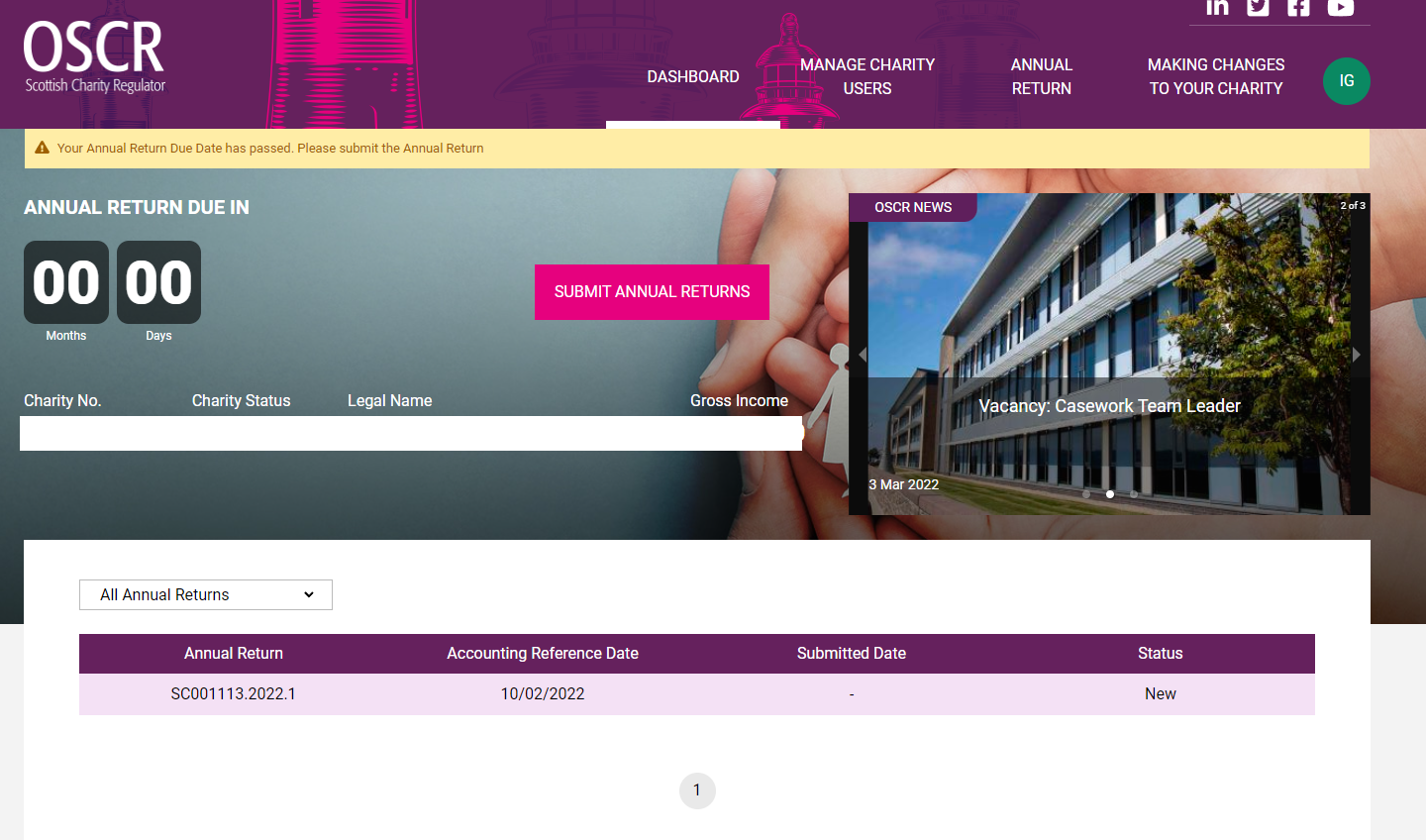 OSCR | Logging in to OSCR Online
